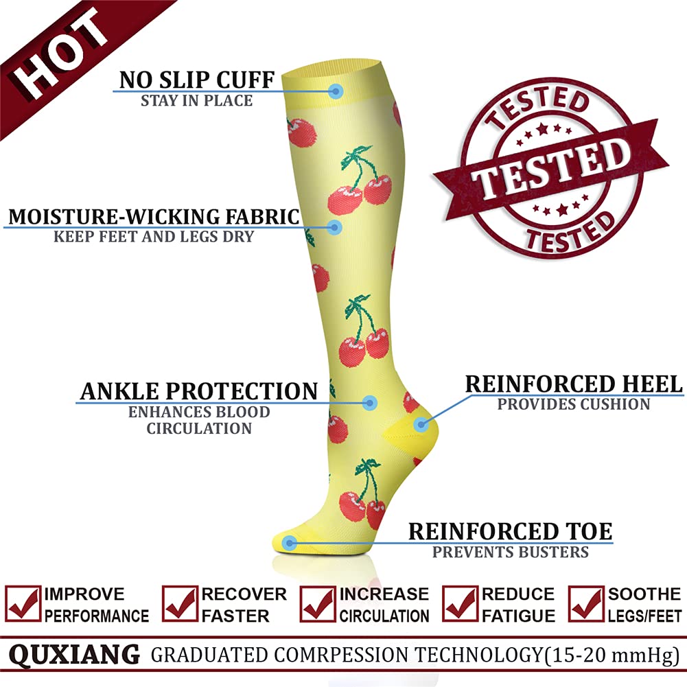 QUXIANG Copper Compression Socks for Women & Men Circulation (8 Pairs) - Best for Running Athletic Cycling - 15-20 mmHg (S/M,Multi 21)