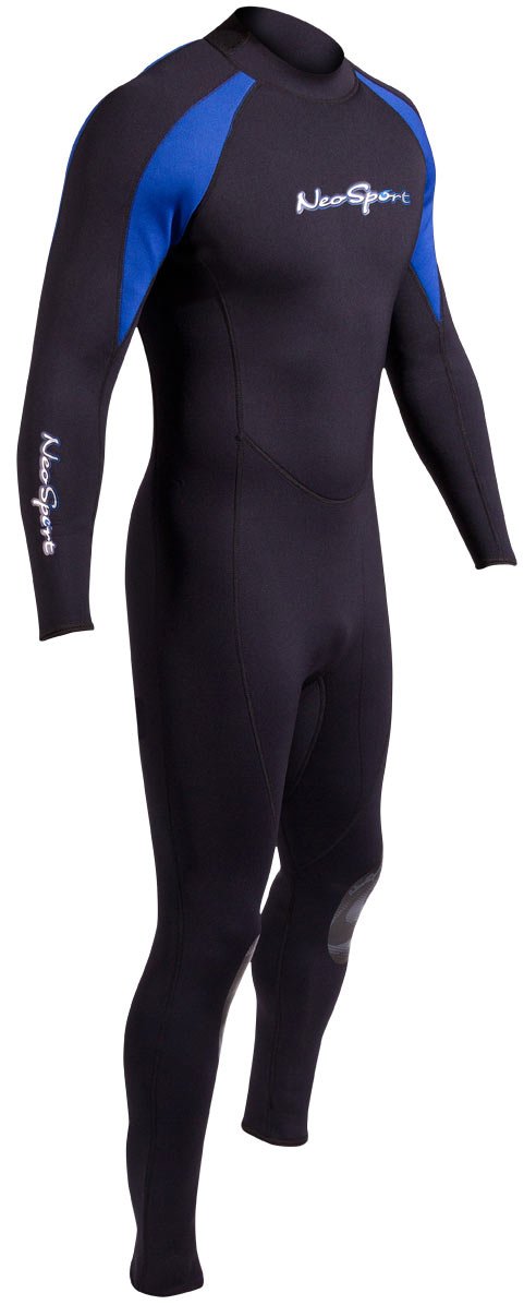NeoSport Wetsuits Men's XSPAN 7mm Full Jumpsuit, Blue Trim, X-Large - Diving, Snorkeling & Wakeboarding