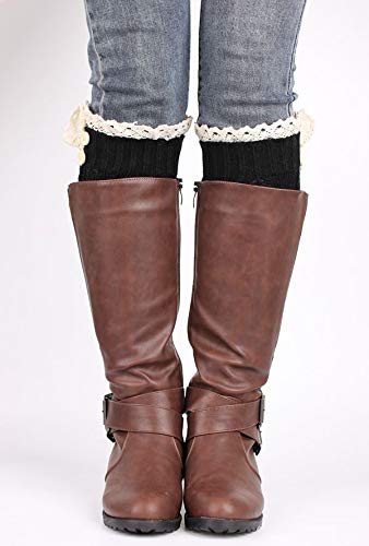 OUR SUPER DEALS 6 Pack Women Crochet Knitted Button Lace Trim Boot Cuffs Leg Warmer Socks