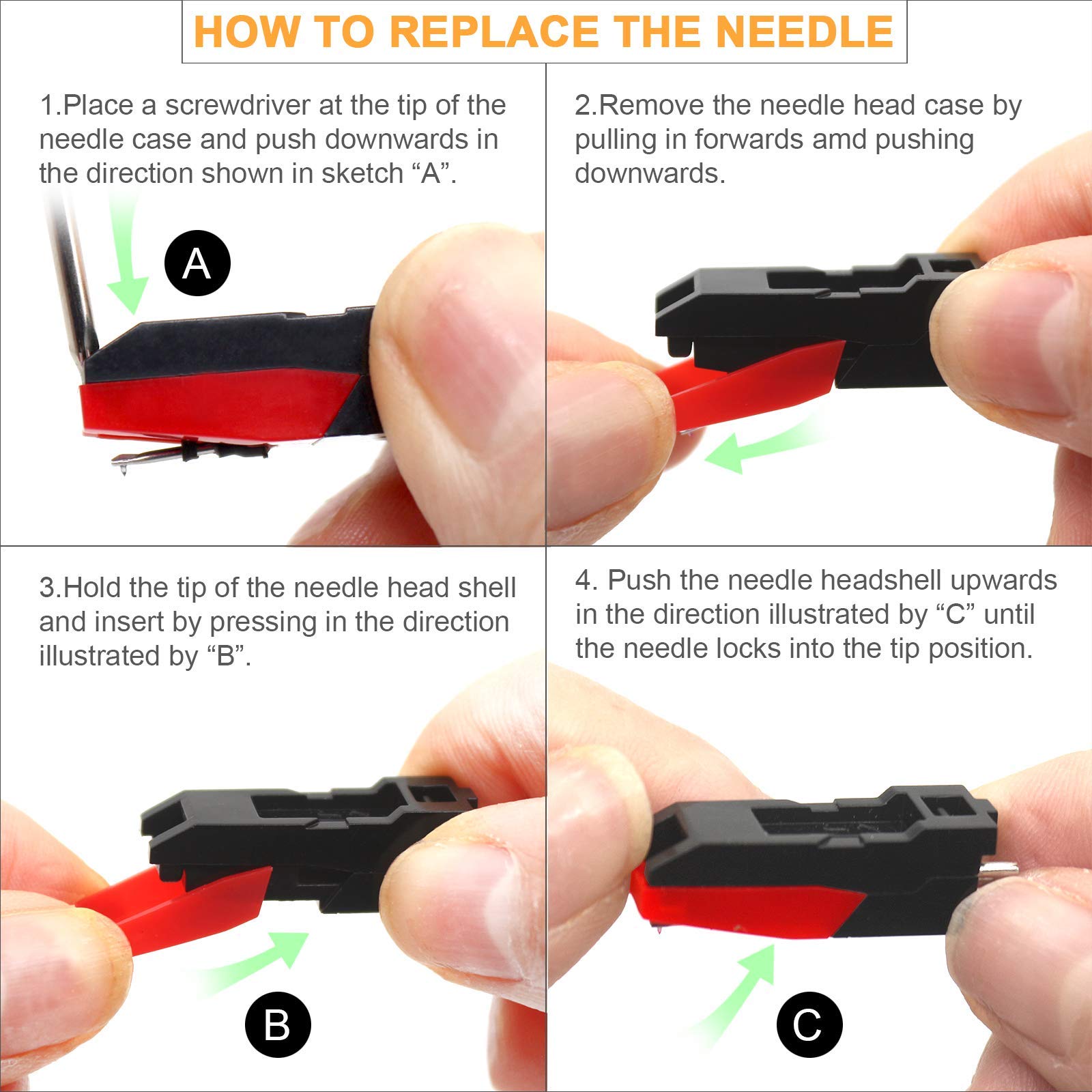 Record Player Needles, Hadwoer Turntable Replacement Needle for Vinyl Record Player LP Phonograph, Victrola, 1byone, Crosley, ION, Jensen(2 Pcs of Diamond Stylus)