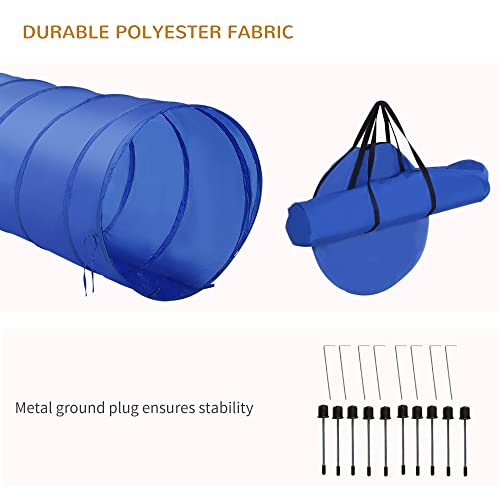 PawHut 4PC Obstacle Dog Agility Training Course Kit Backyard Competitive Equipment- Blue/Yellow