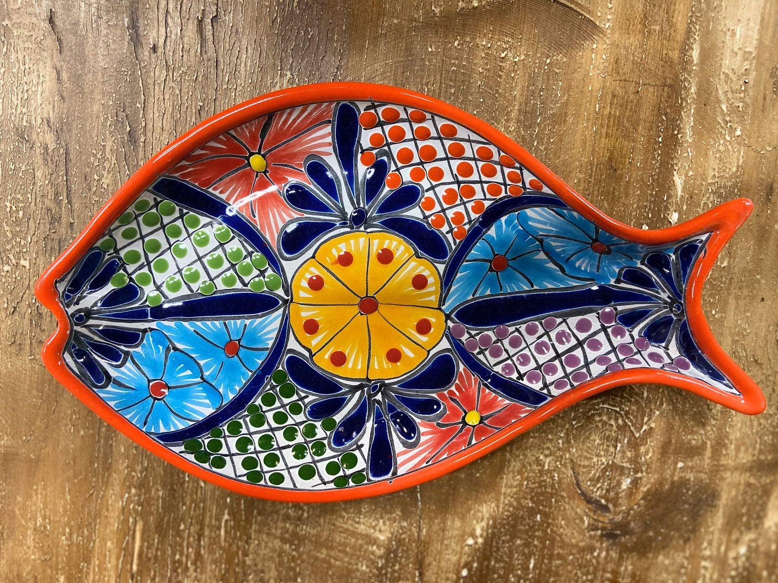 Talavera Fish Shaped Serving Platter, Appetizer Plate