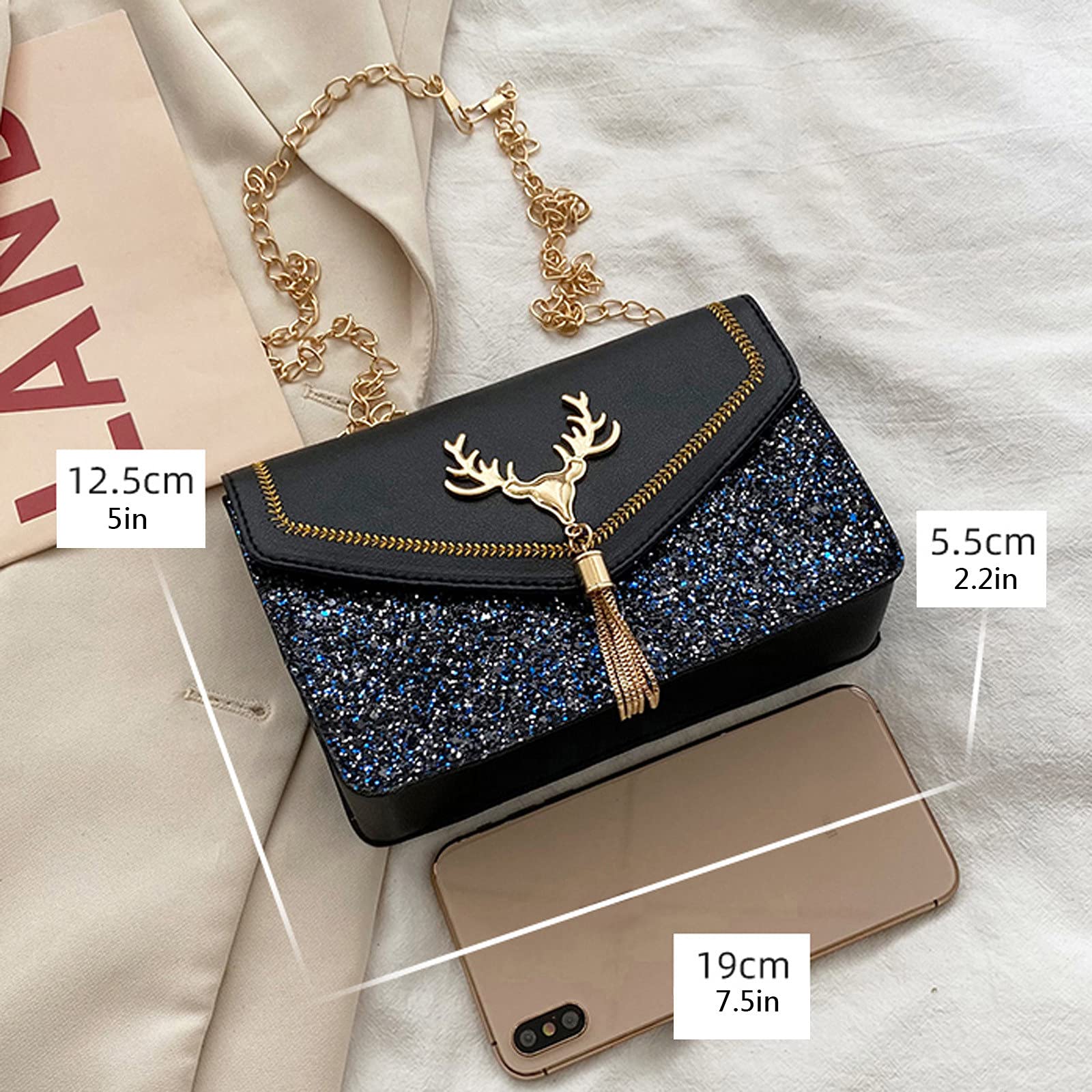 Small Square Shoulder Bag Women Tote HandBag Crossbody Purse Evening Bag Wallet Tassel Color Chain Shoulder Bag