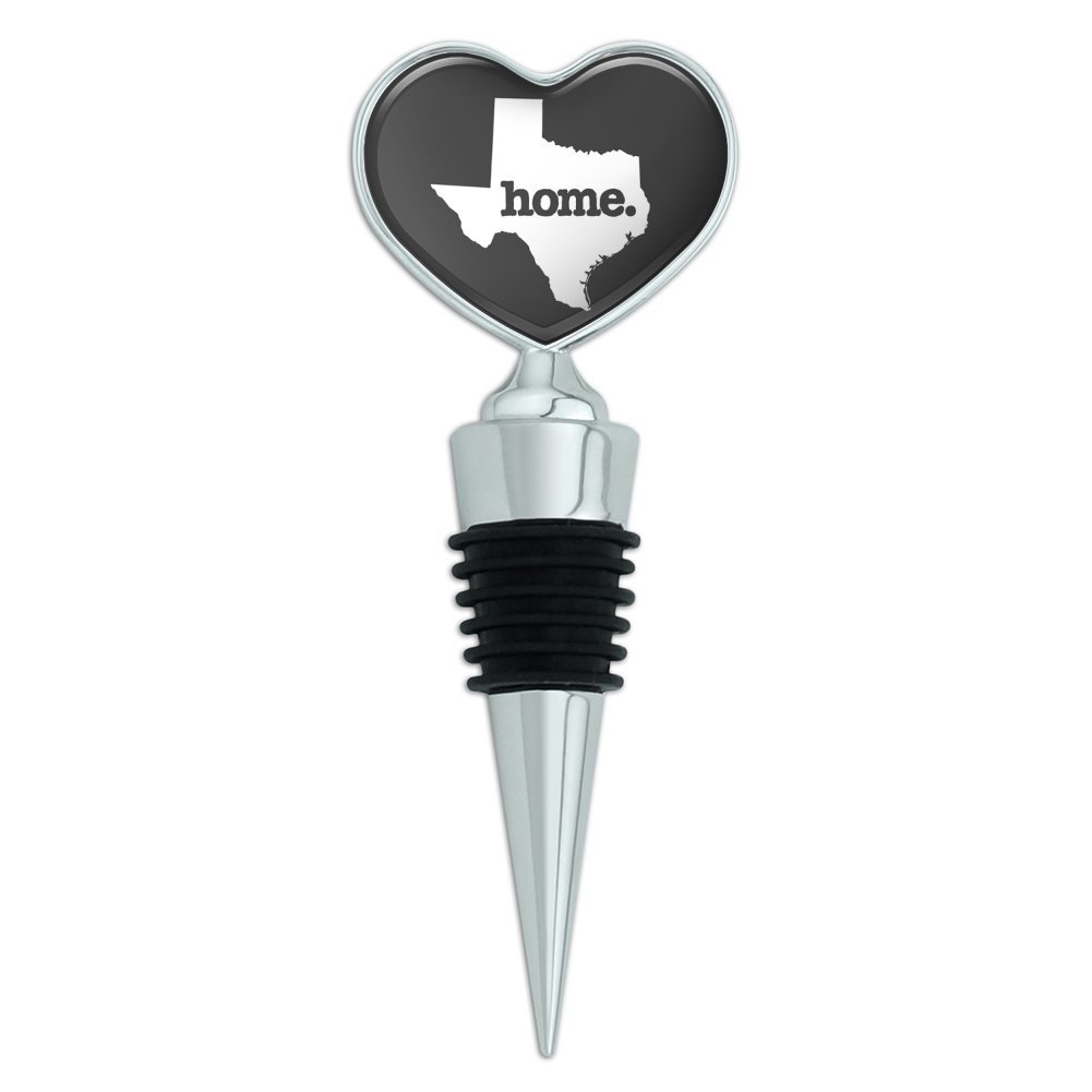 Texas TX Home State Solid Dark Gray Grey Officially Licensed Heart Love Wine Bottle Stopper