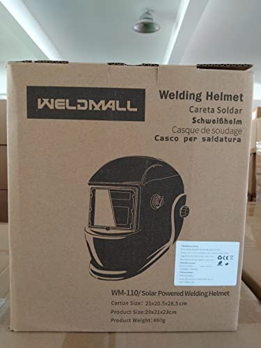 WELDMALL True Color Solar Power Auto Darkening Welding Helmet Welder Hood with Adjustable Shade Range for Mig Tig Arc Sensor Welder Mask WM-110