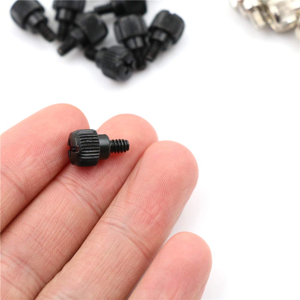 VizGiz 20 Pack Computer Case Screws Thumb Black and Silver Set Thumbscrews 6-32x6mm Thread Hand Tighten Grip Mount Screw for Computer Cover DIY PCI Power Slots Hard Drive