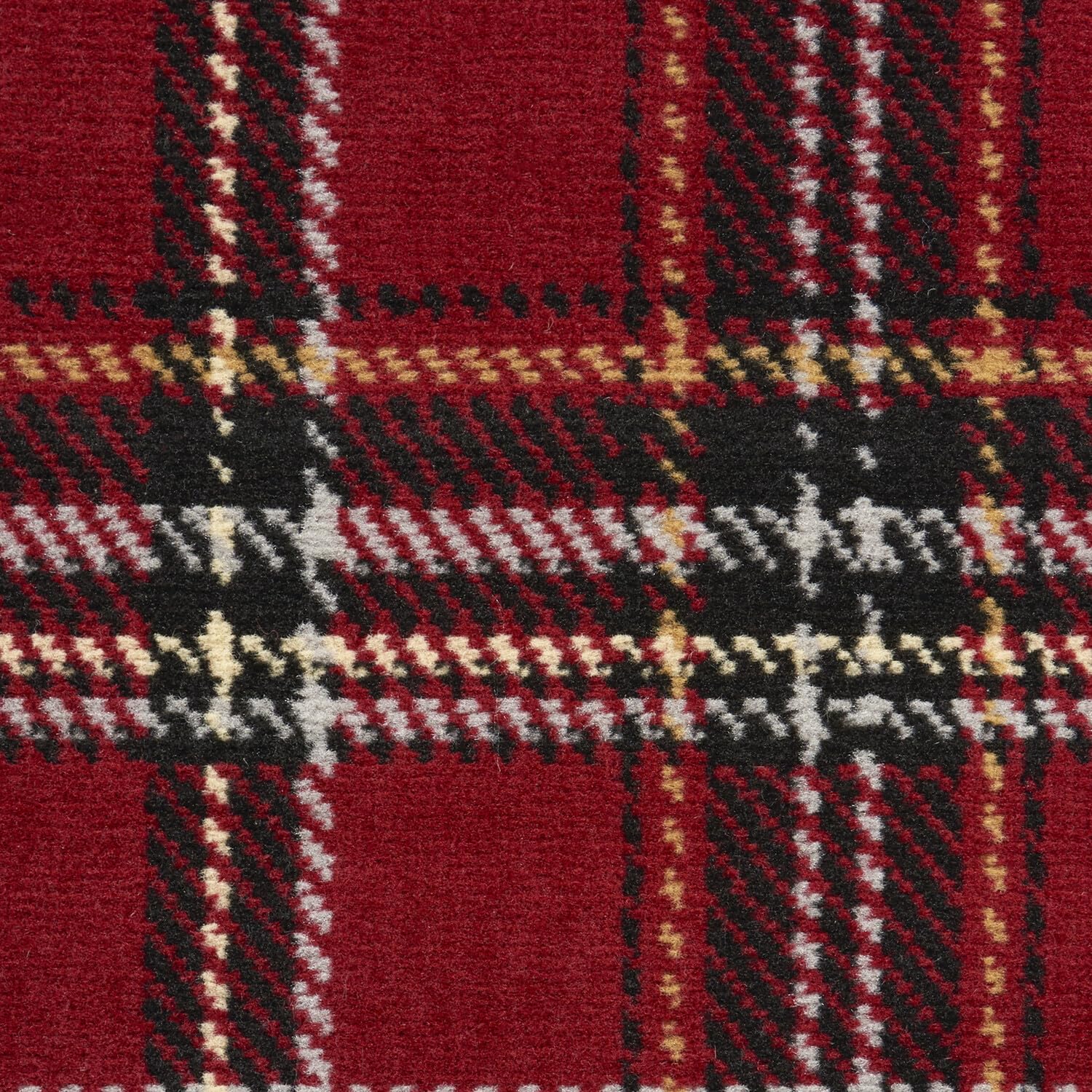 Nourison Grafix Red 3'9'' x 5'9'' Area-Rug, Modern, Plaid, Bed Room, Living Room, Dining Room, Kitchen, Easy-Cleaning, Non Shedding, (4' x 6')