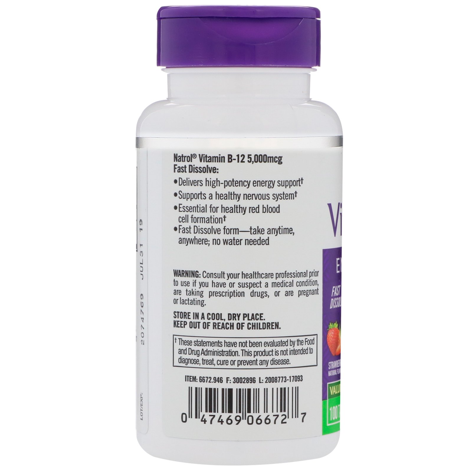 Natrol Vitamin B12 5000mg Fst Ds