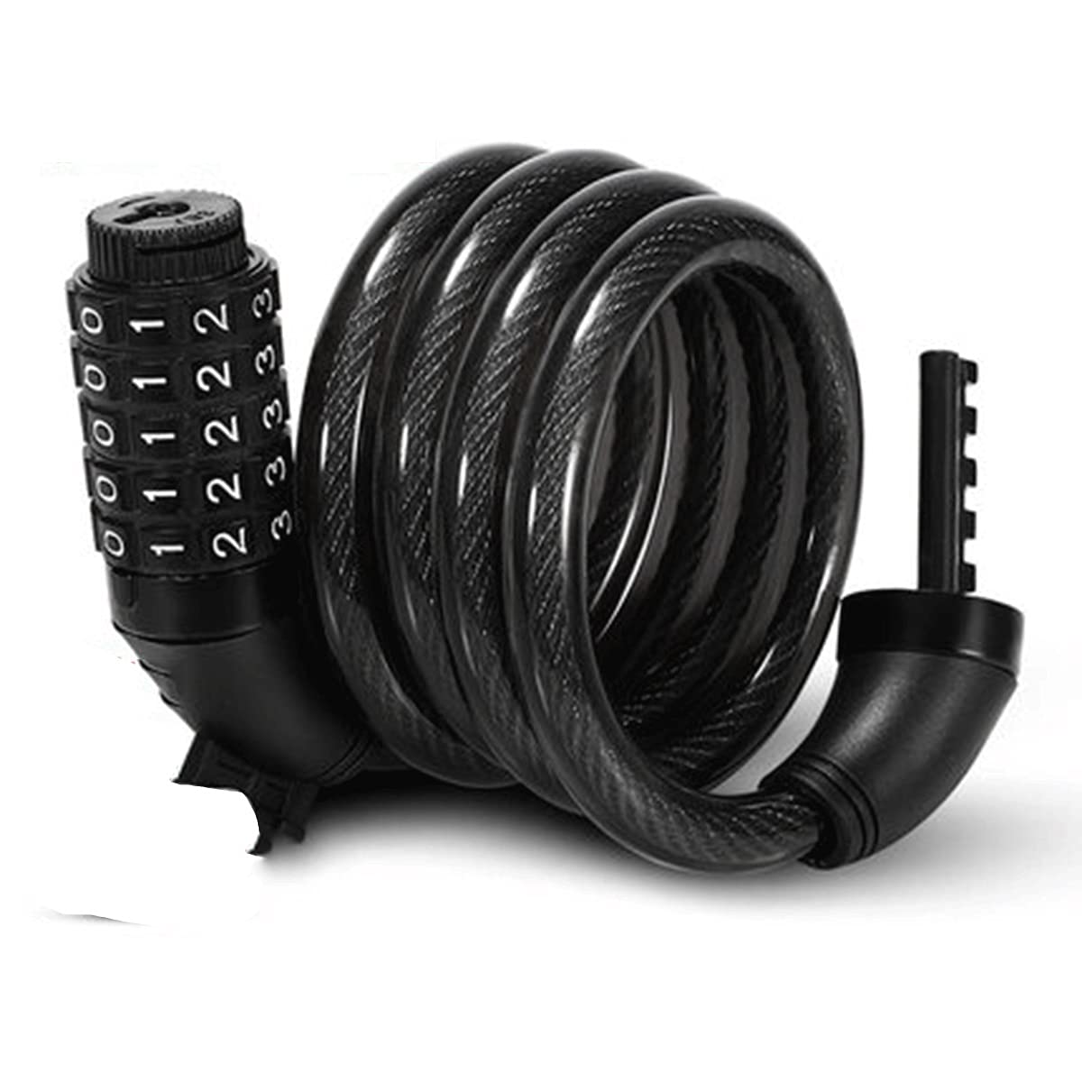 UFFD Bike Lock Cable, 5 Digit Resettable Bicycle Lock with Mounting Bracket, Bike Locks with Combinations Bike, Grills, Ladders - 13 mmDiameter (Color : Black, Size : 1.5m)