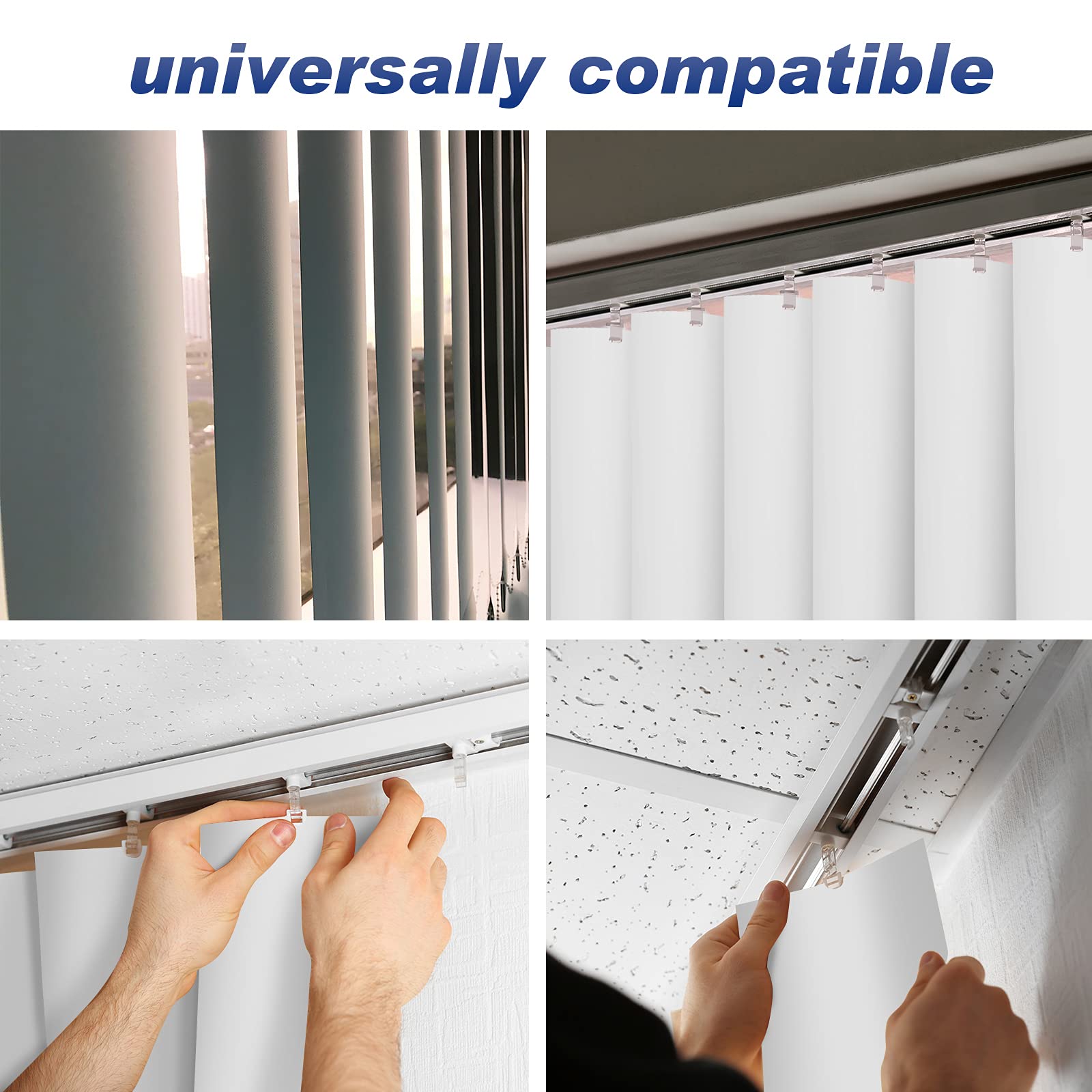 Nuanchu 5 PCS Vertical Blind Replacement Slats PVC Vertical Blind Slats Replacement Parts and 30 Pieces Clear Vertical Blind Repair Tabs Blind Repair Fixers for Sliding Door Window (White)