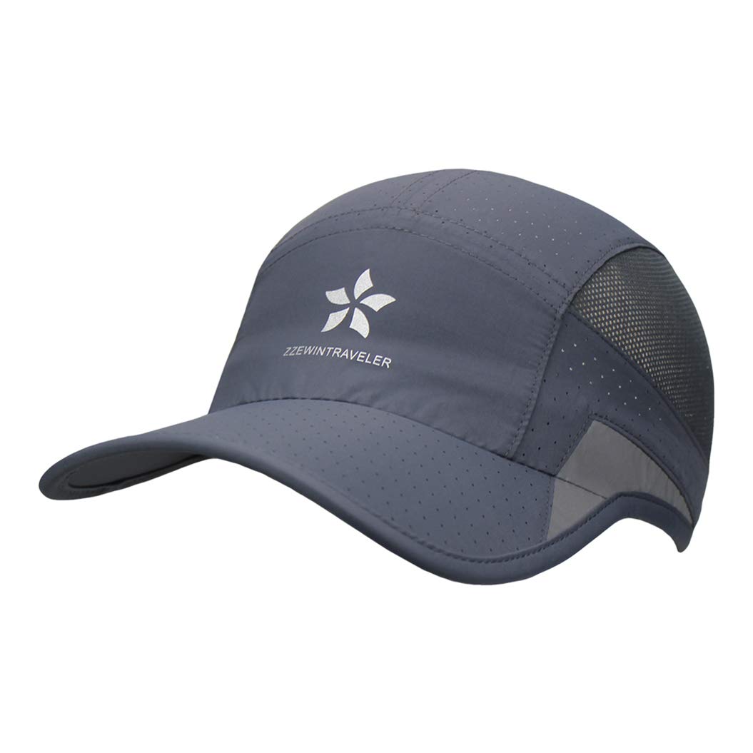 Reflective Running Cap Quick Drying Sports Hats Lightweight Breathable Unstructured Soft Baseball Cap Unisex (Dark Grey, Classic)