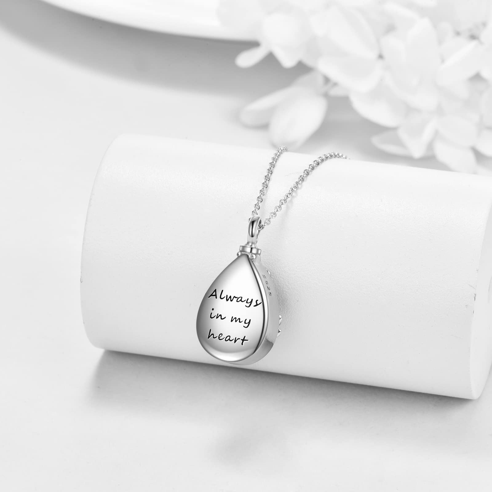 ONEFINITY Dragonfly Moonstone Urn Necklace for Ashes 925 Sterling Silver Teardrop Moonstone Dragonfly Pendant Cremation Keepsake Necklace for Women Jewelry