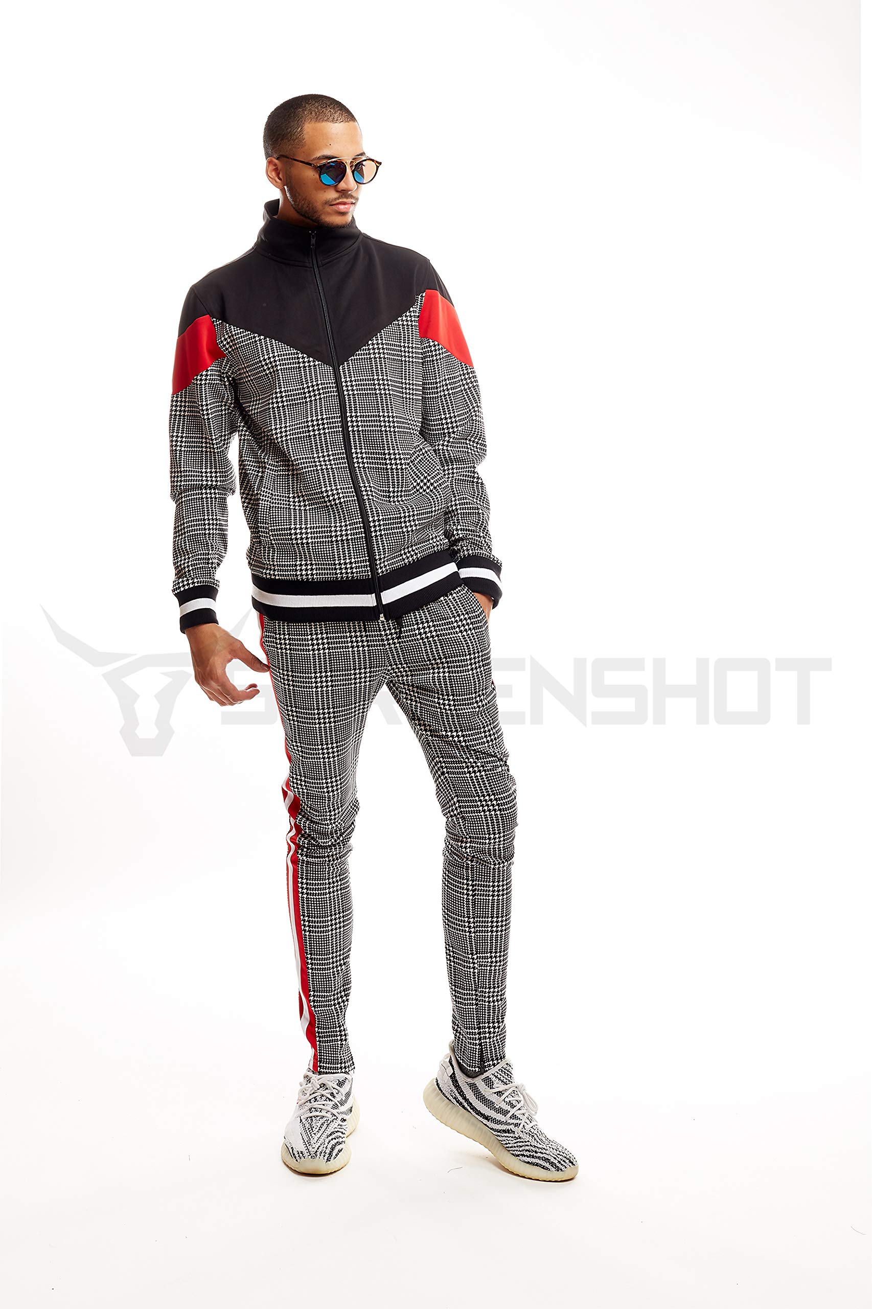 SCREENSHOT-P11004 Mens Hip Hop Premium Slim Fit Track Pants - Athletic Jogger Side Stripe Animal Pattern Print Bottoms-Black/Zebra-Large