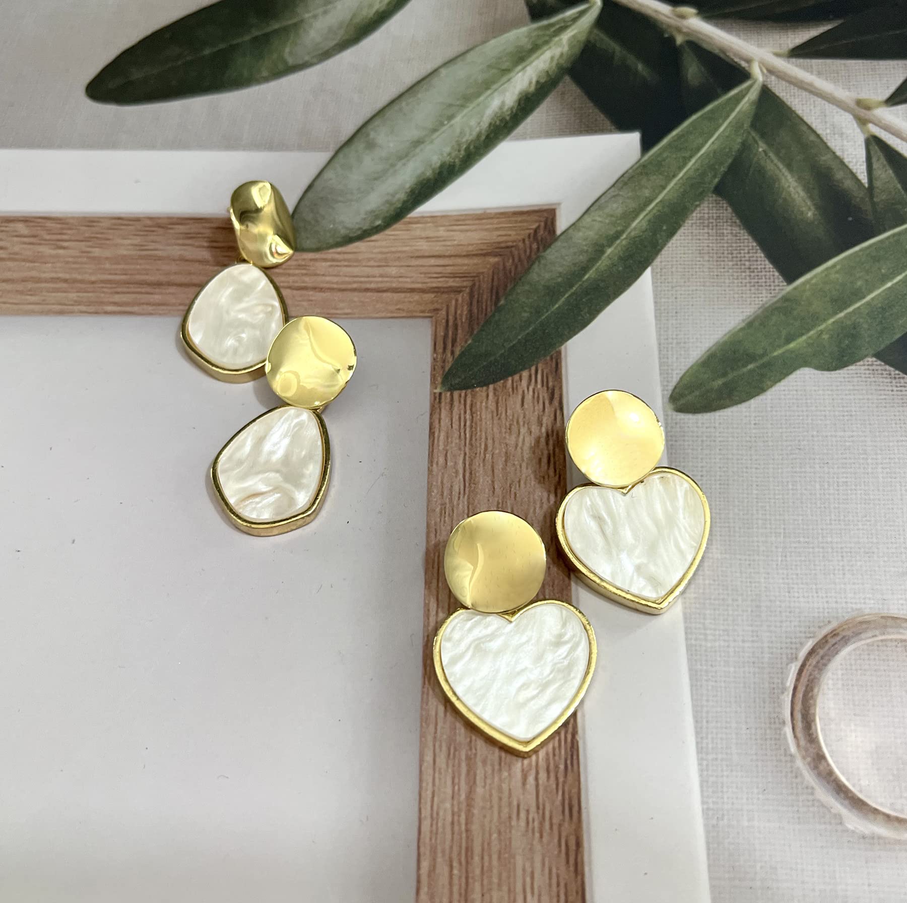 WAINIS 12 Pairs Statement Drop Dangle Earrings for Women Geometric Shell Round Dangle Drop Earrings Fashion Jewelry Gift