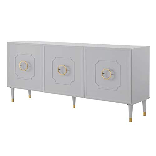 Posh Living Inspired Home Keao 3 Doors Sideboard Buffet in Light Gray