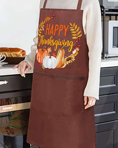 Thanksgiving Apron Mitt and Pot Holder Thanksgiving Kitchen Gift Set Happy Thanksgiving Fall Turkey Cooking Chef Adjustable Baking Apron Funny Housewarming Friendsgiving Wedding Gifts for Women