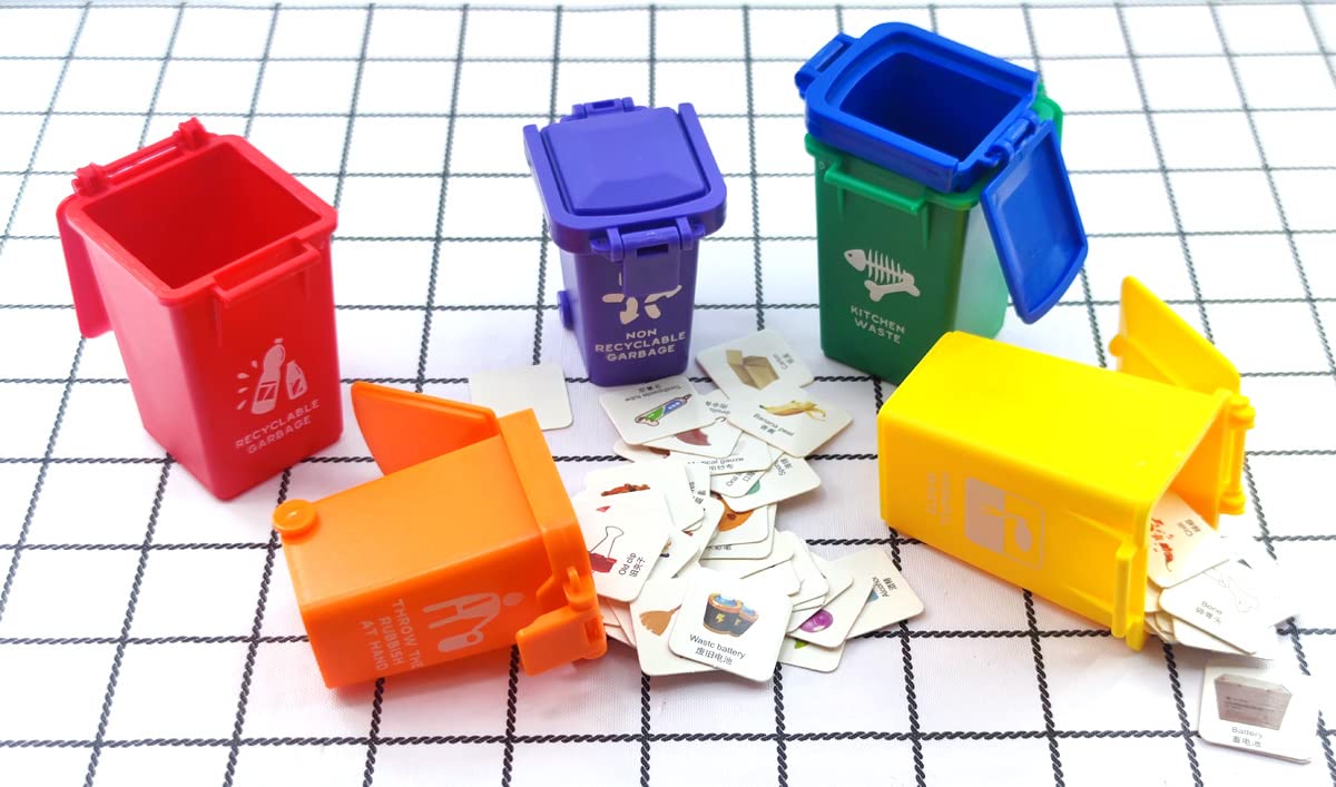 Nuanmu Trash Can Toy Kids Push Toy Vehicles Garbage Can 2 Style of 6 Colors