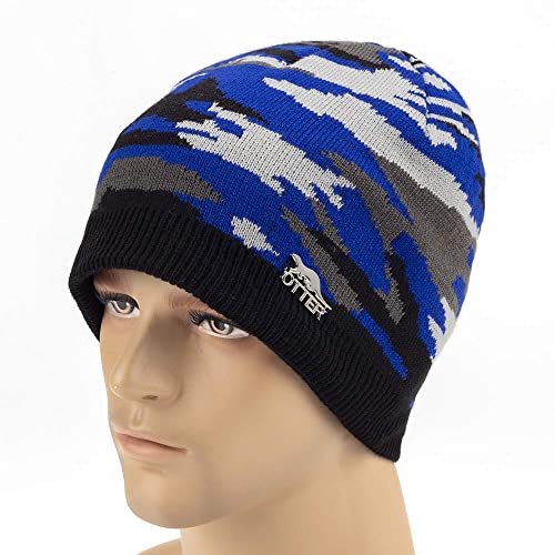 OTTER Waterproof, Windproof, Breathable - Beanie Knit Hat for Cold Weather Available in 7 Colours (Blue Camouflage)