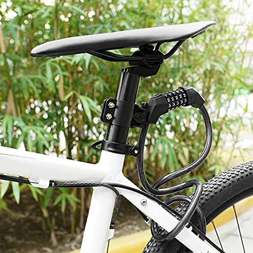 UFFD Bike Lock,5-Digit Resettable Combination Lock with Mounting, 4 Feet Self Coiling Bike Cable Lock Bracket for Bicycle1/2 Inch Diameter (Color : Black, Size : 1.2M)