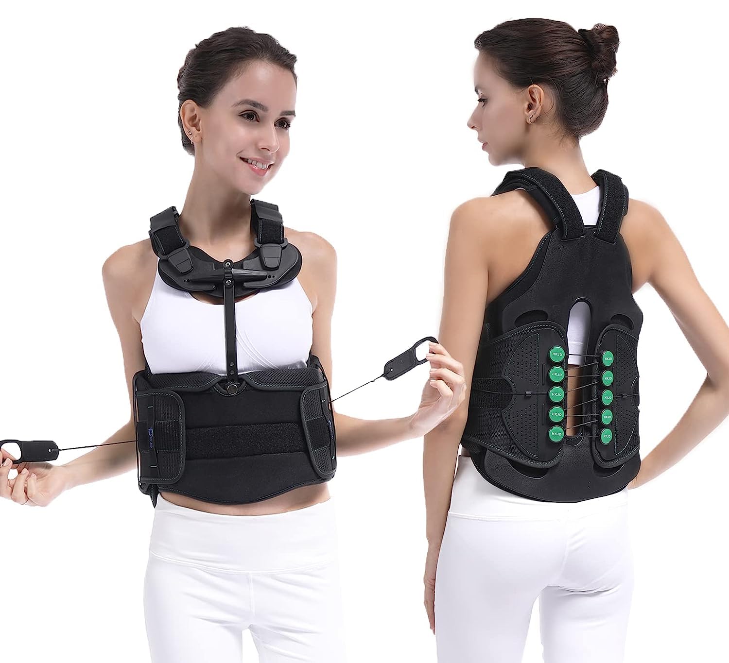 TLSO Thoracic Full Back Brace for Men and Women - Universal Treat Kyphosis, Compression Fractures, Osteoporosis, Upper Spine Injuries, and Pre or Post Surgery with Hard Lumbar Support (X-Large)