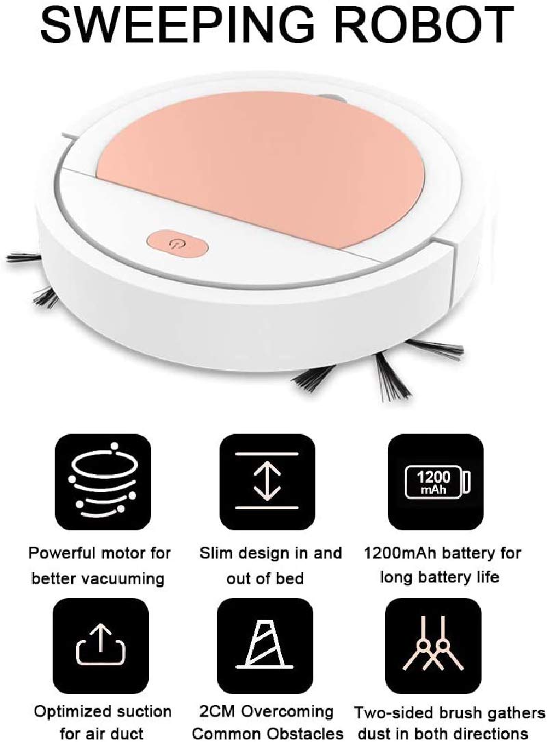 Robot Vacuum, Strong Suction, Quiet, Super-Thin Smart Robotic Vacuum Cleaner, Used to Clean Pet Hair, Hard Floors, Black