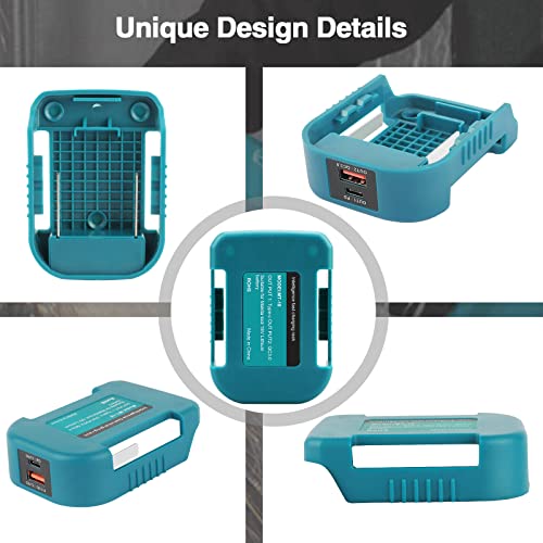 ZLWAWAOL 2 Pack USB Charger Adapter Compatible with Makita 18V Battery 2 USB Holder with Type-C Fast Charging