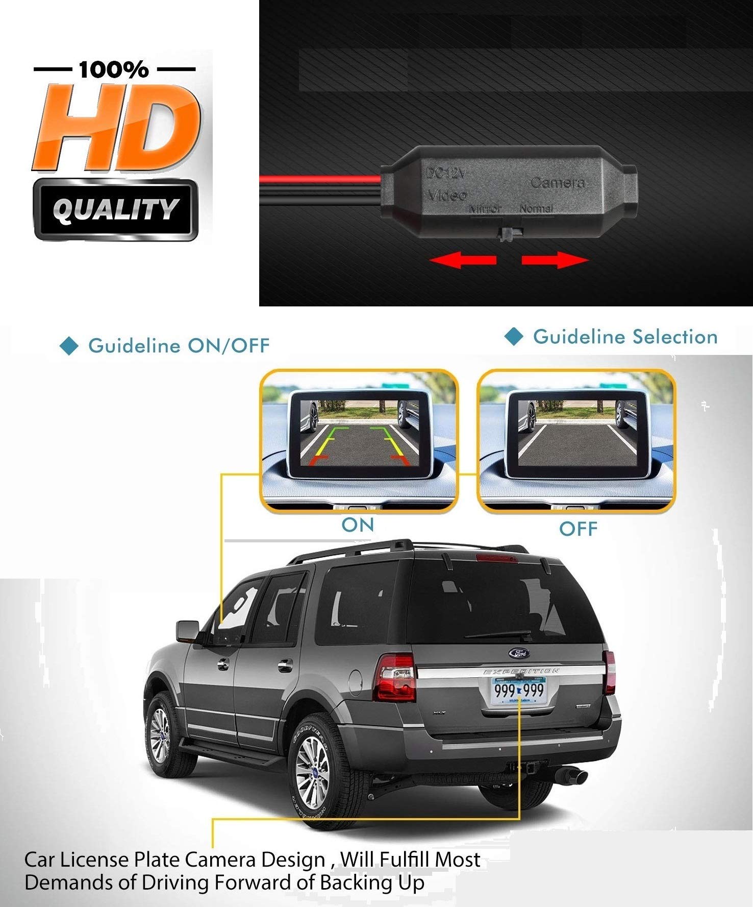 Rear Reversing Backup Camera Rearview Tailgate Handle Replacement Camera Night Vision Ip69k Waterproof for Ford Focus SE/Ford Focus ST/Ford Focus 2/Ford Focus 3/ Focus Turnier Mk3/ Escort