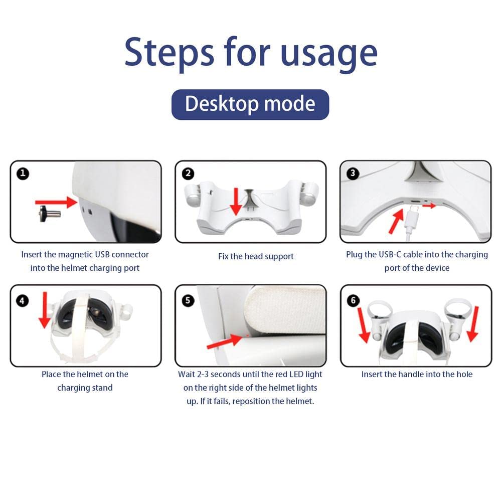 VR Charging Stand for Oculus Quest 2 Charging Dock VR Game Quest 2 Headset Charger Station Set Oculus Headset Mount,Charging Stand Suitable for Oculus Quest 2 VR,VR Handle Storage Wall Mount- White