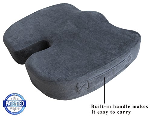 TravelMate Gel-Enhanced Memory Foam Seat Cushion β Perfect for Office Chair & Car Seat Cushion β Helps Relief from Tailbone Pain β Reduce Pressure on Coccyx & Hip β Non-Slip Washable Cover