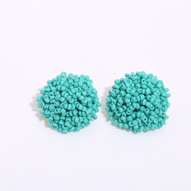 Wiipu 12 Pairs Seed Beaded Stud Earrings Resin Bead Earrings For Women Bohemian Statement Cluster Rainbow Seed Beads Big Round Earrings