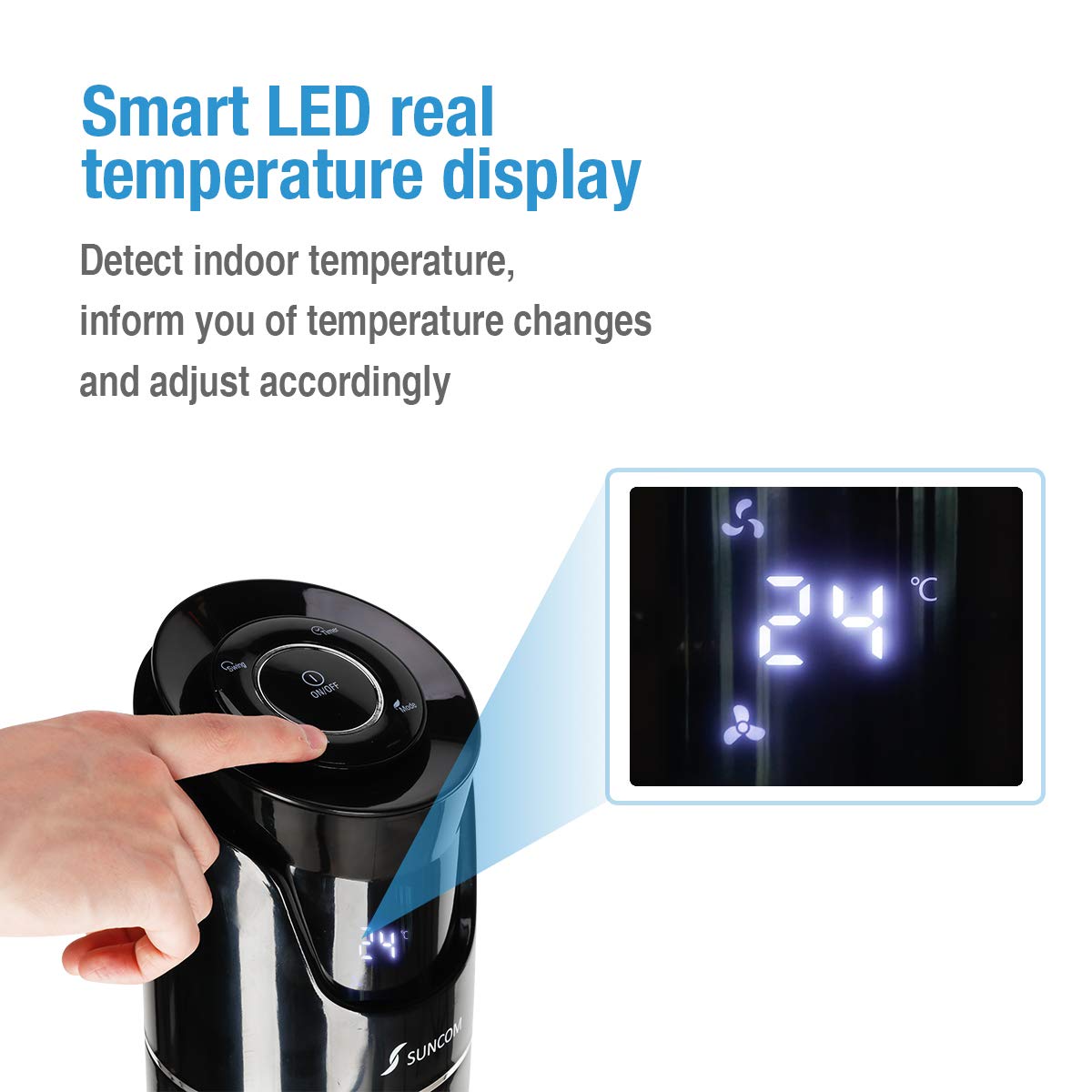 Oscillating Tower Fan with Remote, 43 Inch 3 Speeds Quiet Wind Fan with LED Digital Screen, 12h Timer, Memory Function