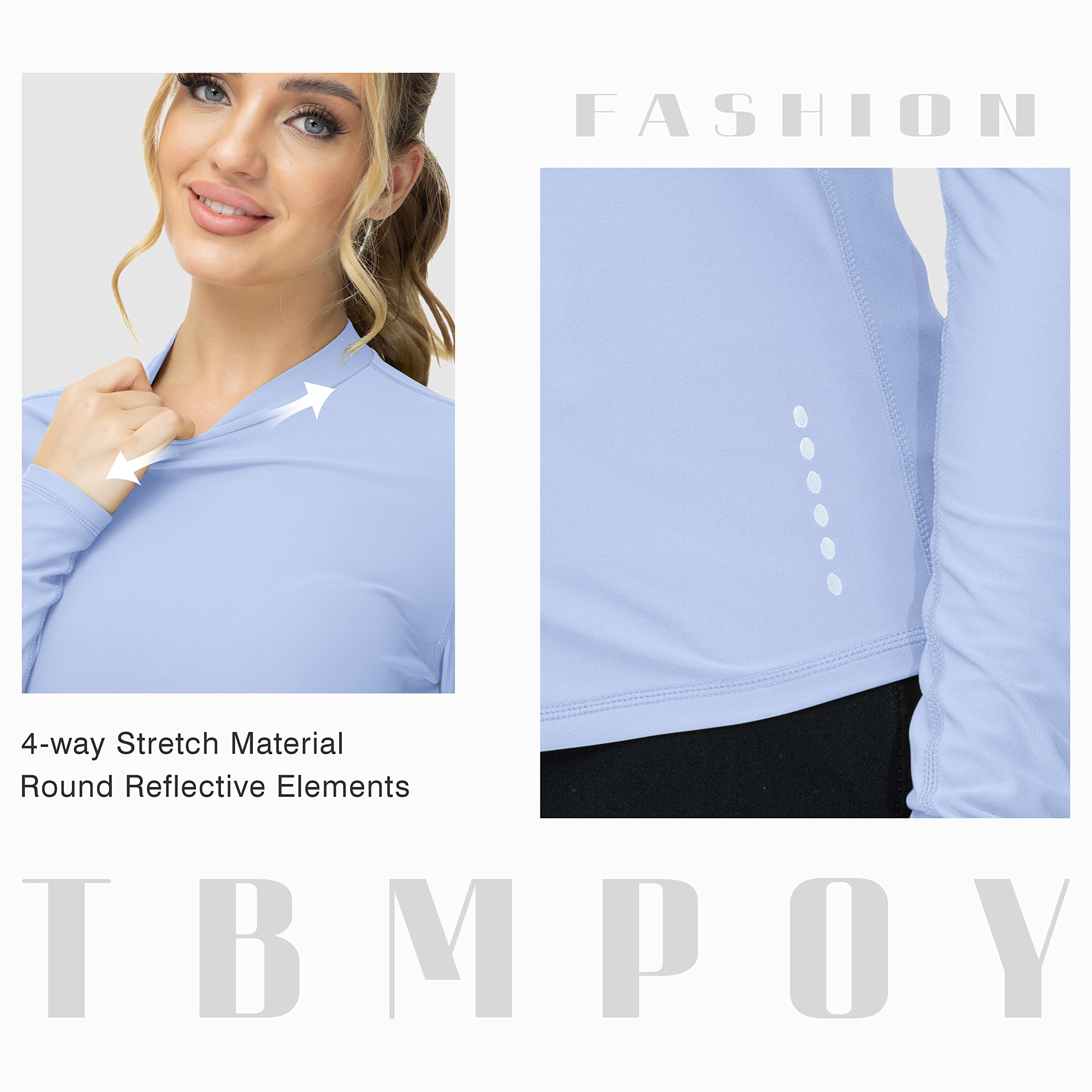 TBMPOY Womens Fleece Mock Neck Long Sleeve Running Shirts Thermal Base Layer Active Tops Grayish Purple S