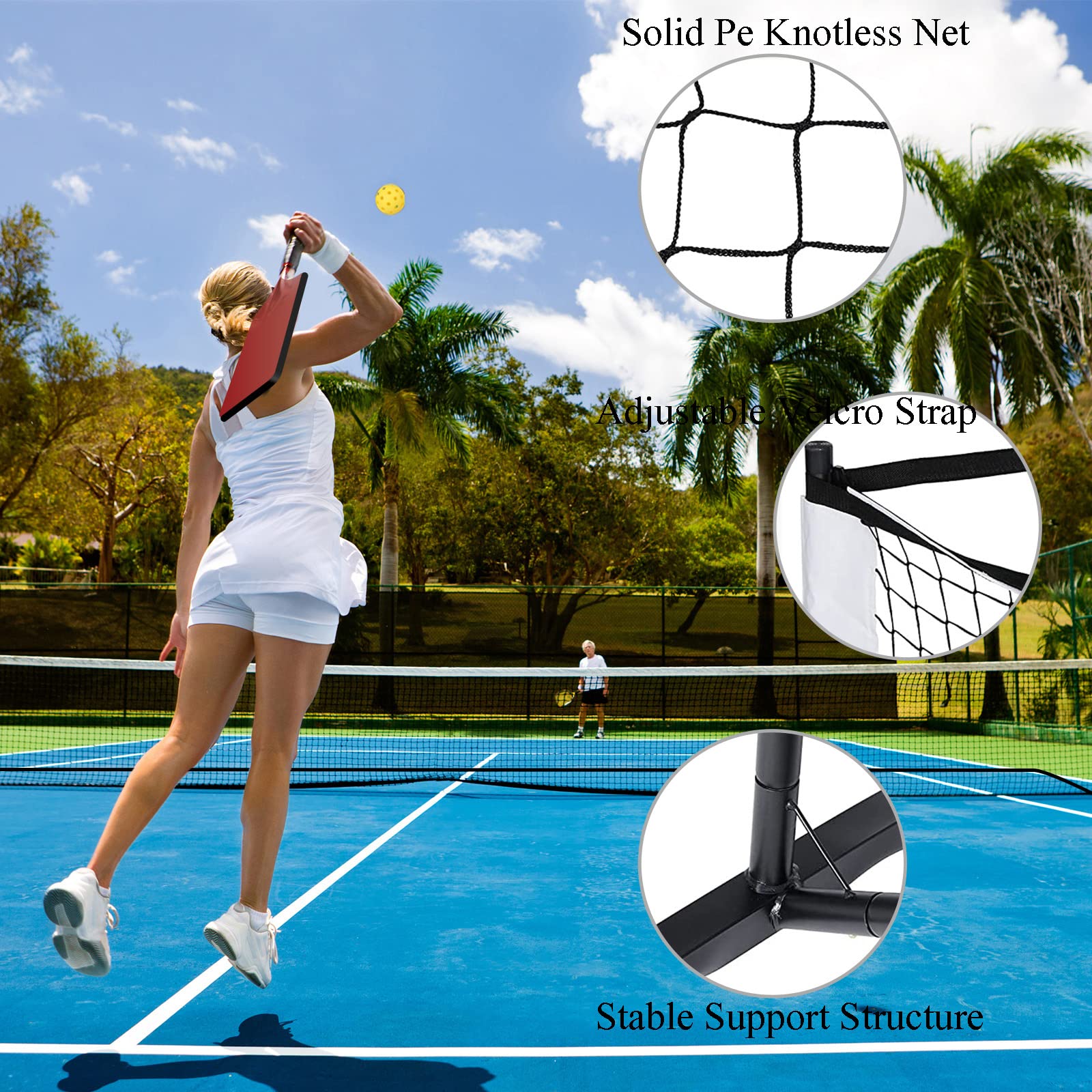 Uiexer Portable Pickleball Net Set, Pickleball Net System with with Steady Metal Frame and Regulation Size Strong PE Net Including Carrying Bag