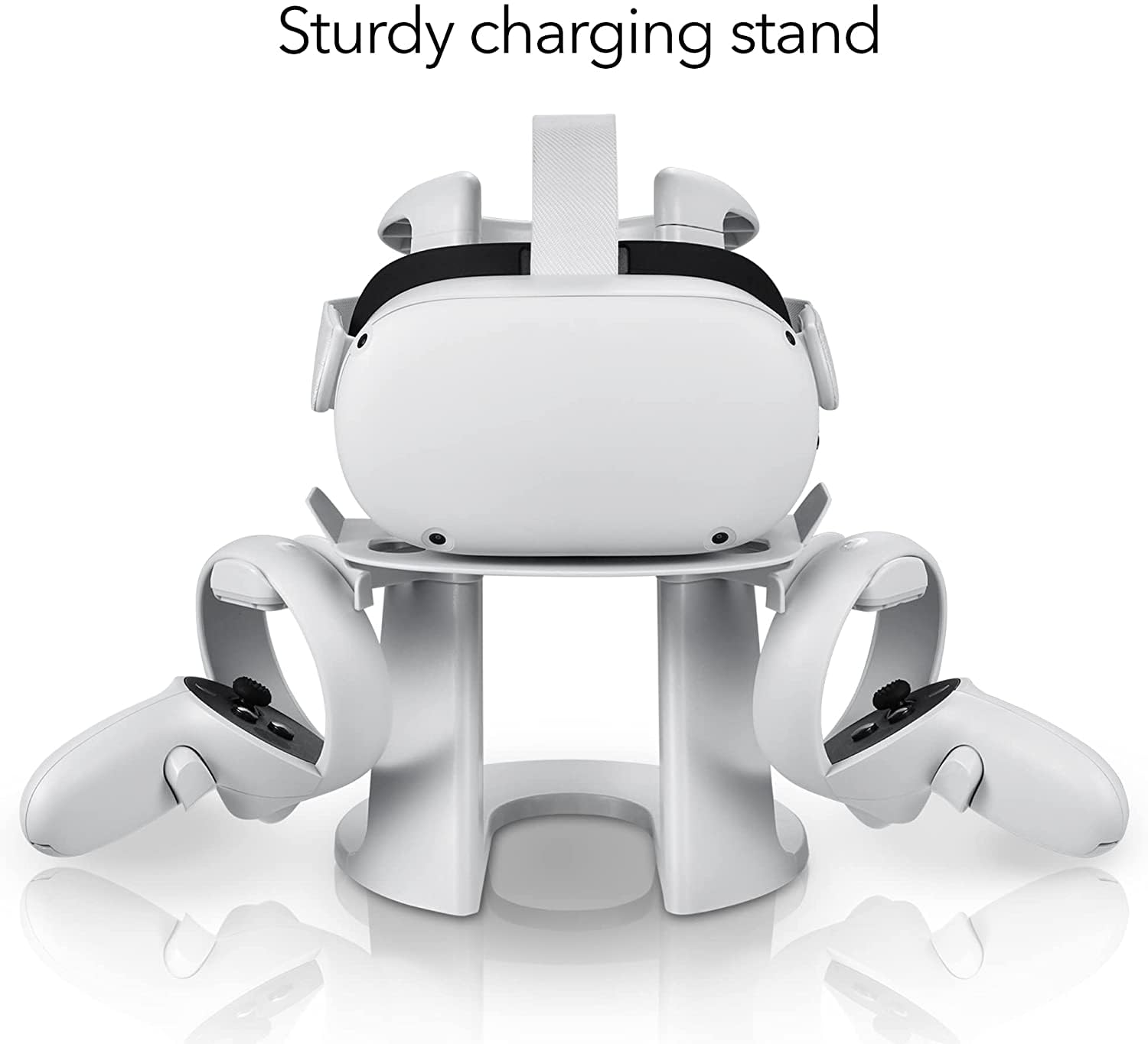 Wasserstein VR Headset Stand Controllers Holder Gaming Accessories Compatible with Meta/Oculus Quest , Quest 2, and Rift S (White)