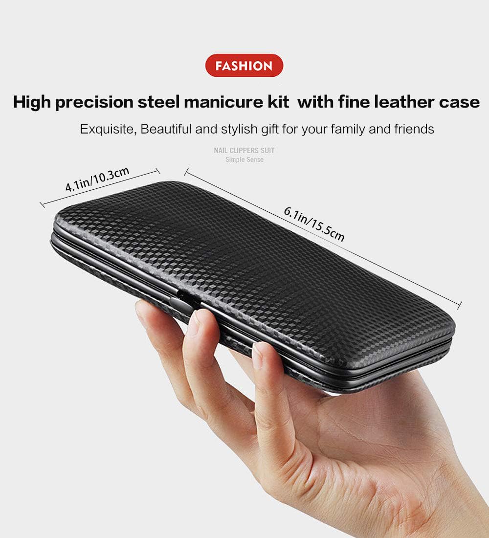 Nail Clippers Sets High Precisio Stainless Steel Nail Cutter Pedicure Kit Nail File Sharp Nail Scissors and Clipper Manicure Pedicure Kit Fingernails & Toenails with Portable stylish case (Black)
