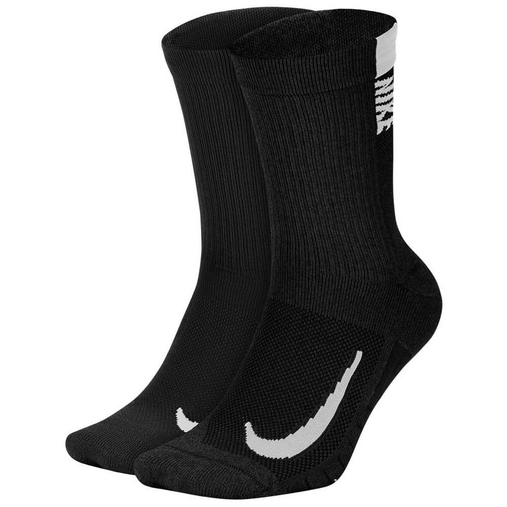Nike Adult Men's Multiplier Crew Length Athletic Socks Black Size Large SX7557-010