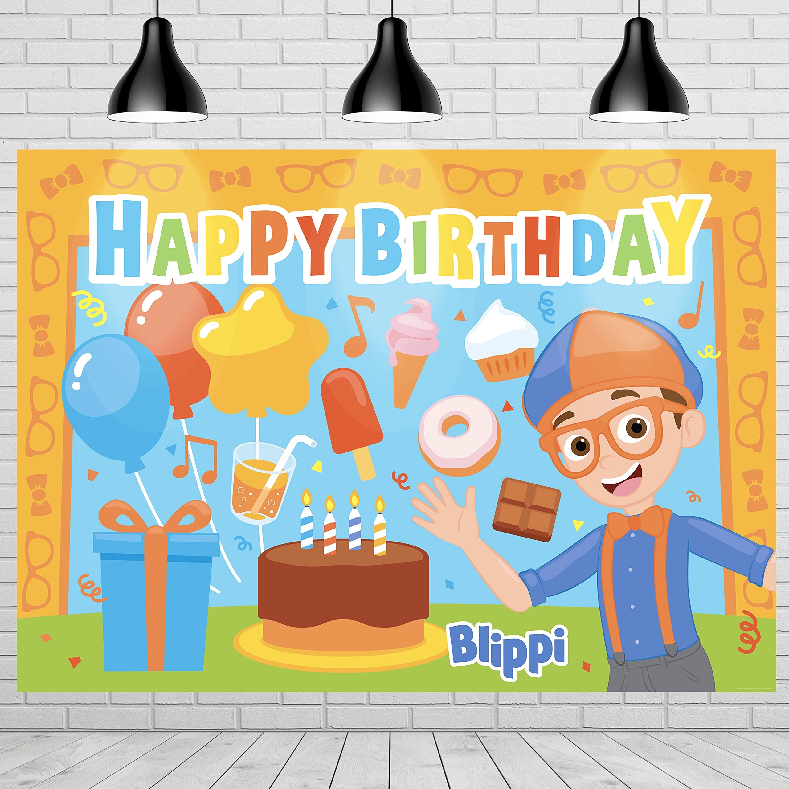 Treasures Gifted Officially Licensed Blippi Birthday Party Supplies - Blippi Backdrop - 4.25ft Tall x 6ft Wide Blippi Backdrop Birthday - Blippi Party Decorations - Blippi Birthday Banner
