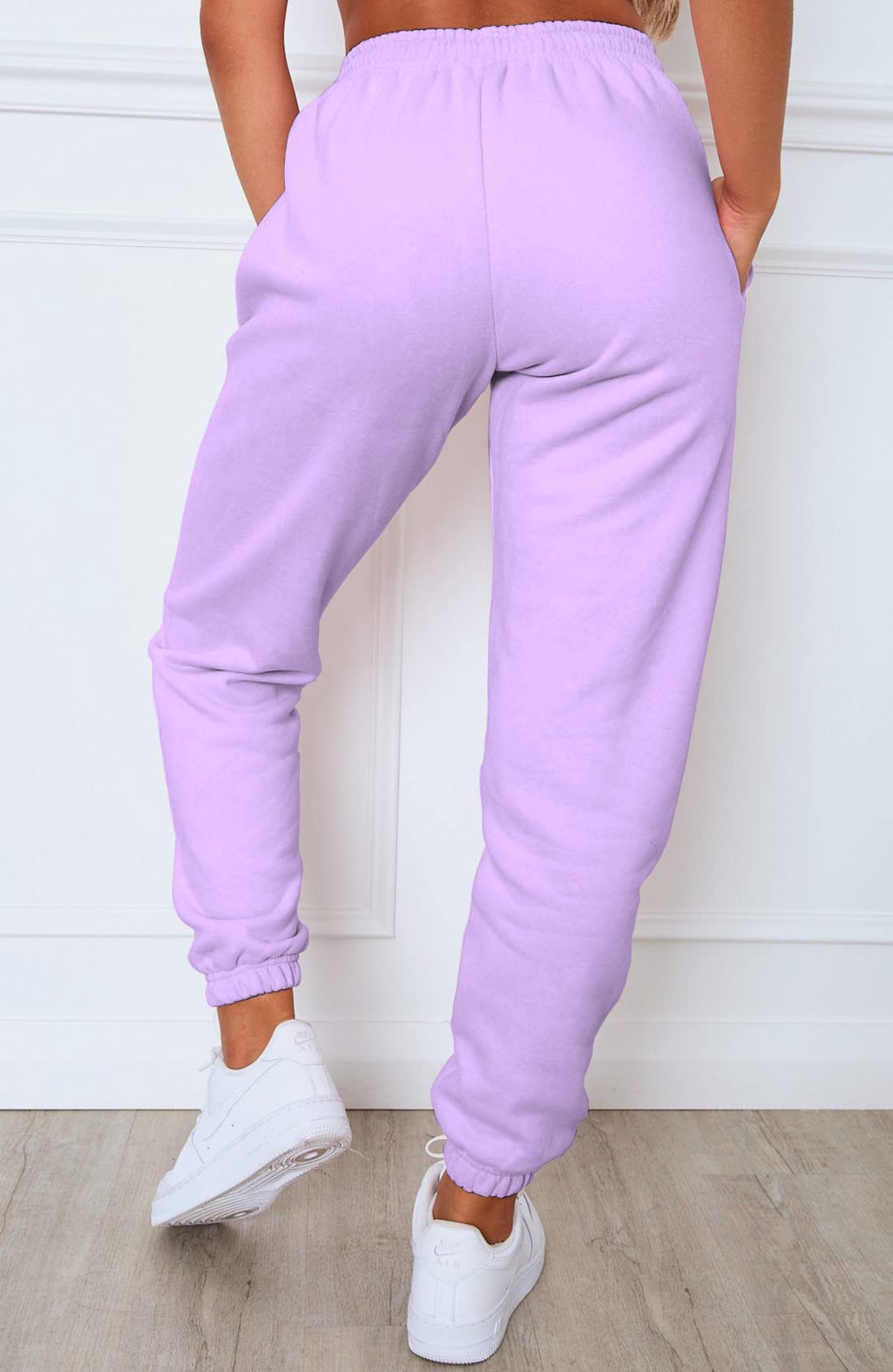 URBEARTH Womens Casual Comfy Sweatpants Drawstring Sweat Pants Cinch Bottom Joggers with Pocket Multicolor Light Purple L
