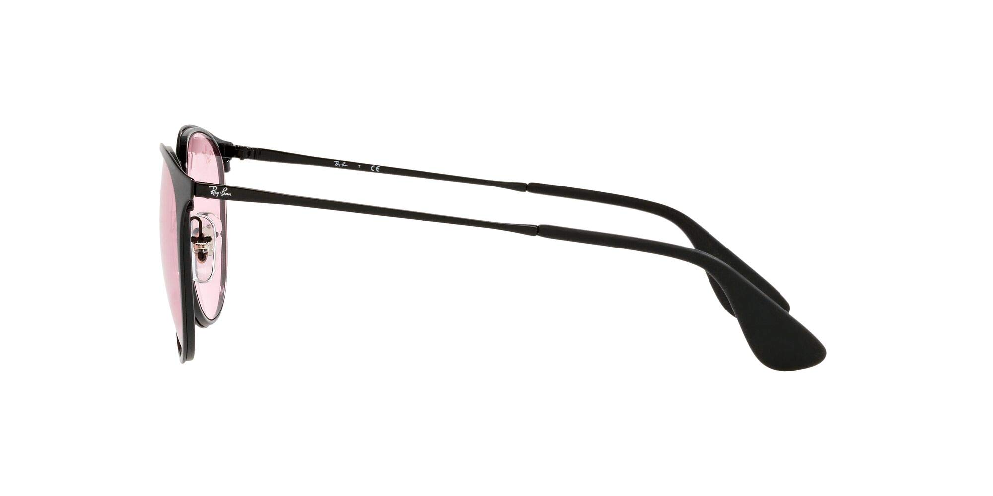 Ray-Ban RB3539 Erika Metal Polarized Round Sunglasses, Black/Evolve Photochromic Pink to Blue, 54 mm