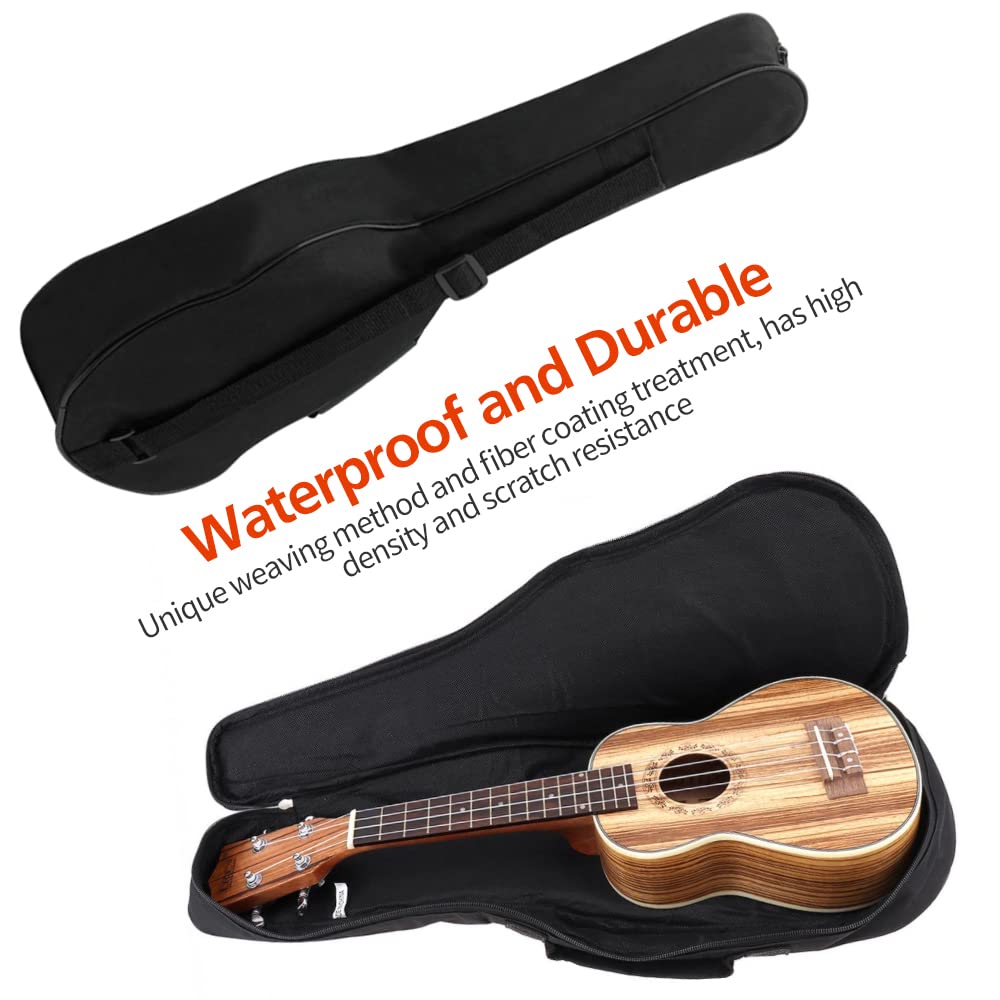 Ukulele Case, Black Ukulele Bag for 21 23 26 Inch Ukulele, Waterproof Durable Ukulele Padded Bag with Adjustable Straps for Concert, Soprano, Tenor (21 Inch)