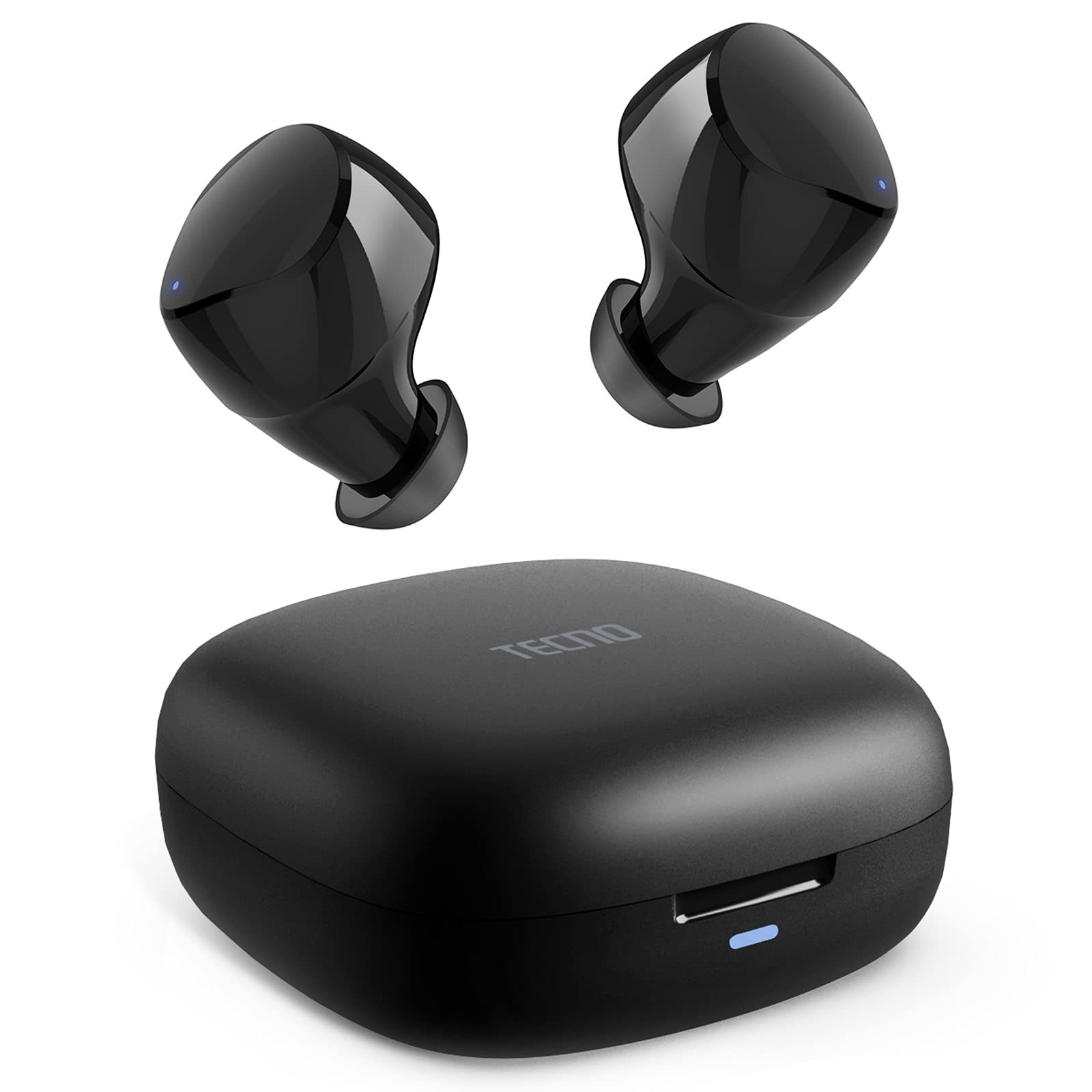 Tecno True Wireless Earbuds Noise Cancelling, Wireless Bluetooth Headphone with Microphone, Wireless in Ear Earbuds with Charging Case, Touch Control Waterproof with Mic Deep Bass for Sport Black, H2