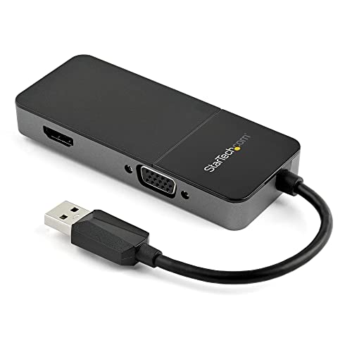 USB 3.0 to HDMI and VGA Adapter - 4K/1080p USB Type-A Dual Monitor Multiport Adapter Converter - External Video Graphics Card for Multiple Screens - Multi Display USB Adapter