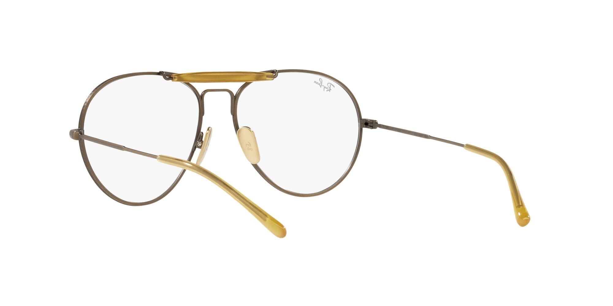 Ray-Ban RX8063V Titanium Aviator Prescription Eyewear Frames, Demi Gloss Antique Gold/Demo Lens, 55 mm