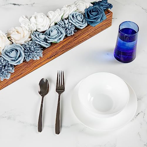 Rectangular Acrylic Flower Centerpieces for Tables with Wood Grain Pattern | Long 24 Hole Flower Arrangement Holder | Acrylic Flower Centerpiece Vase | Dining Table Decor Centerpiece Vases for Table