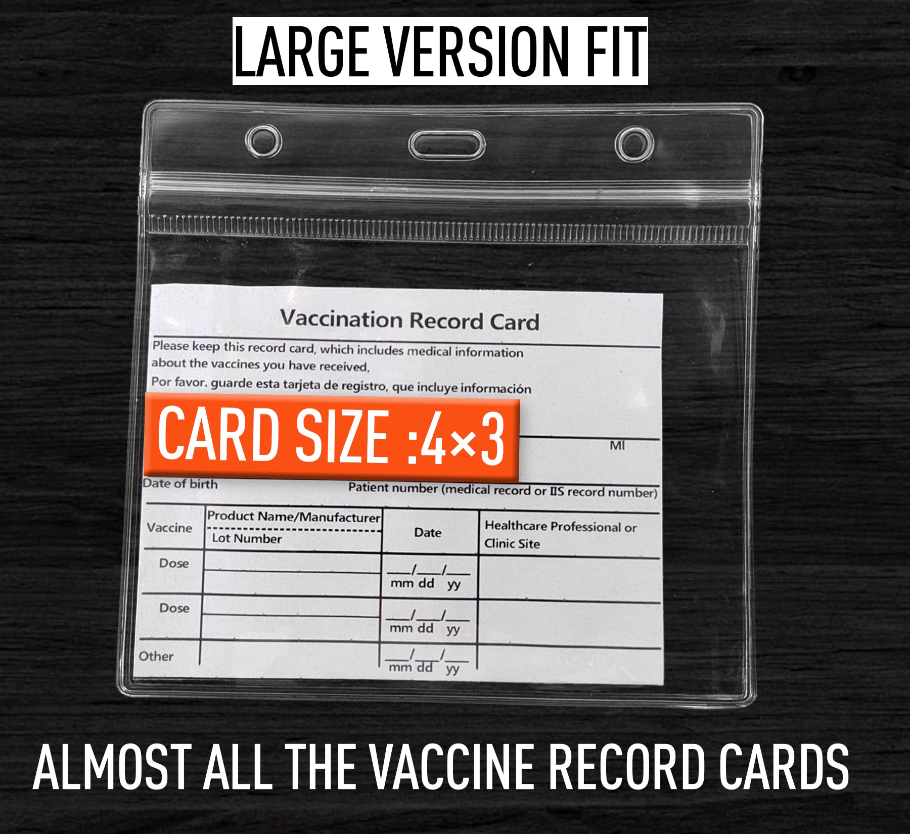 Waterproof Vaccine Card Protector - 50 Pack Plastic ID Holder for Vaccination Clear Sleeves with Lanyard Vax Document Holders Resealable Zip, PVC Material- 4.5 inch x 3.6 inch