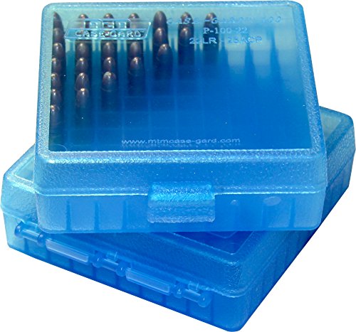 MTM P-100-22-24 22-Long Rifle 100 Round Flip-Top Ammo Box Clear Blue, Small