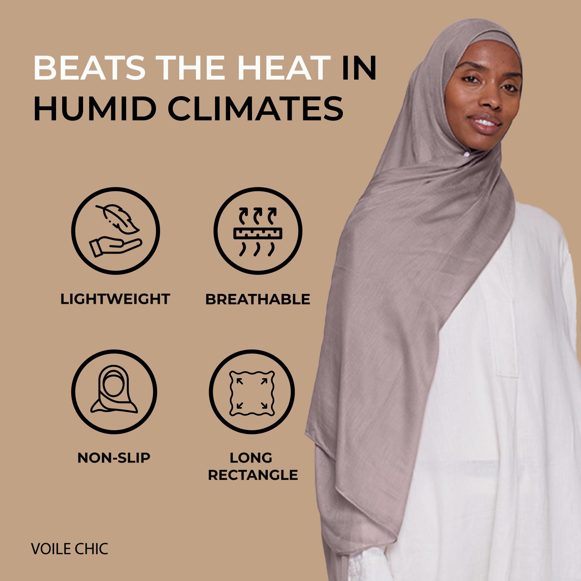 VOILE CHIC Breathable Modal Hijab Scarf for Women - Premium Lightweight Head Scarf Wrap - Etherea