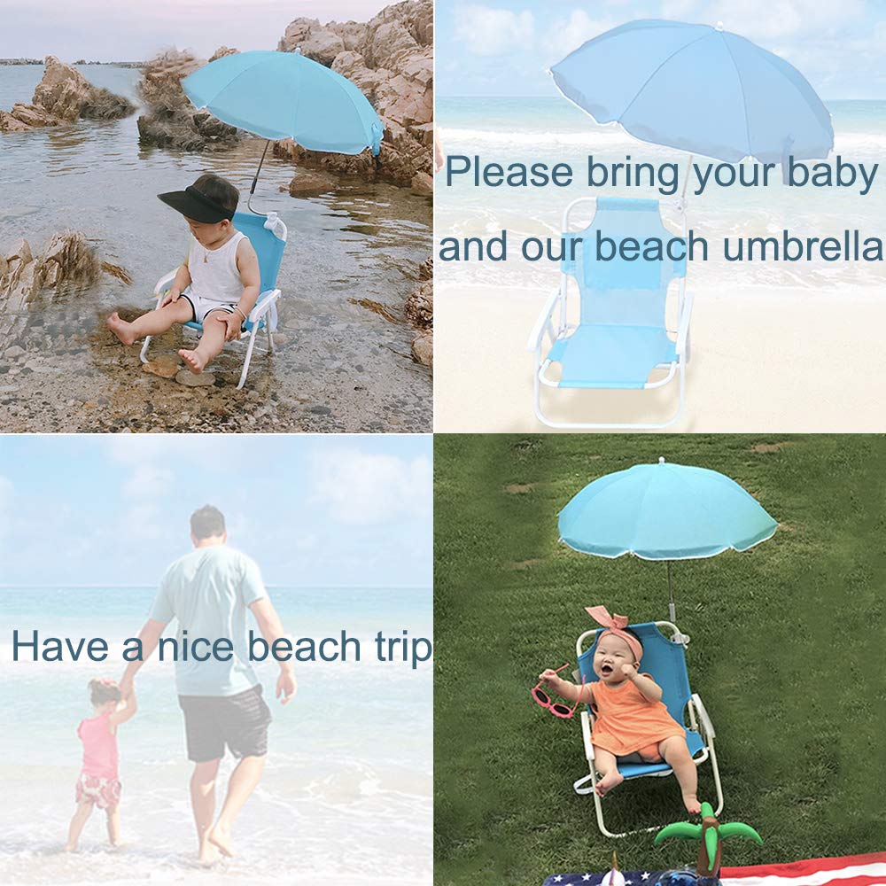 Nakazawa Baby Stroller Parasol, Clamp-On Shade Umbrella, with Umbrella Clip Fixing Device, for Baby Beach Chairs, Bleachers, Strollers (blue, small)