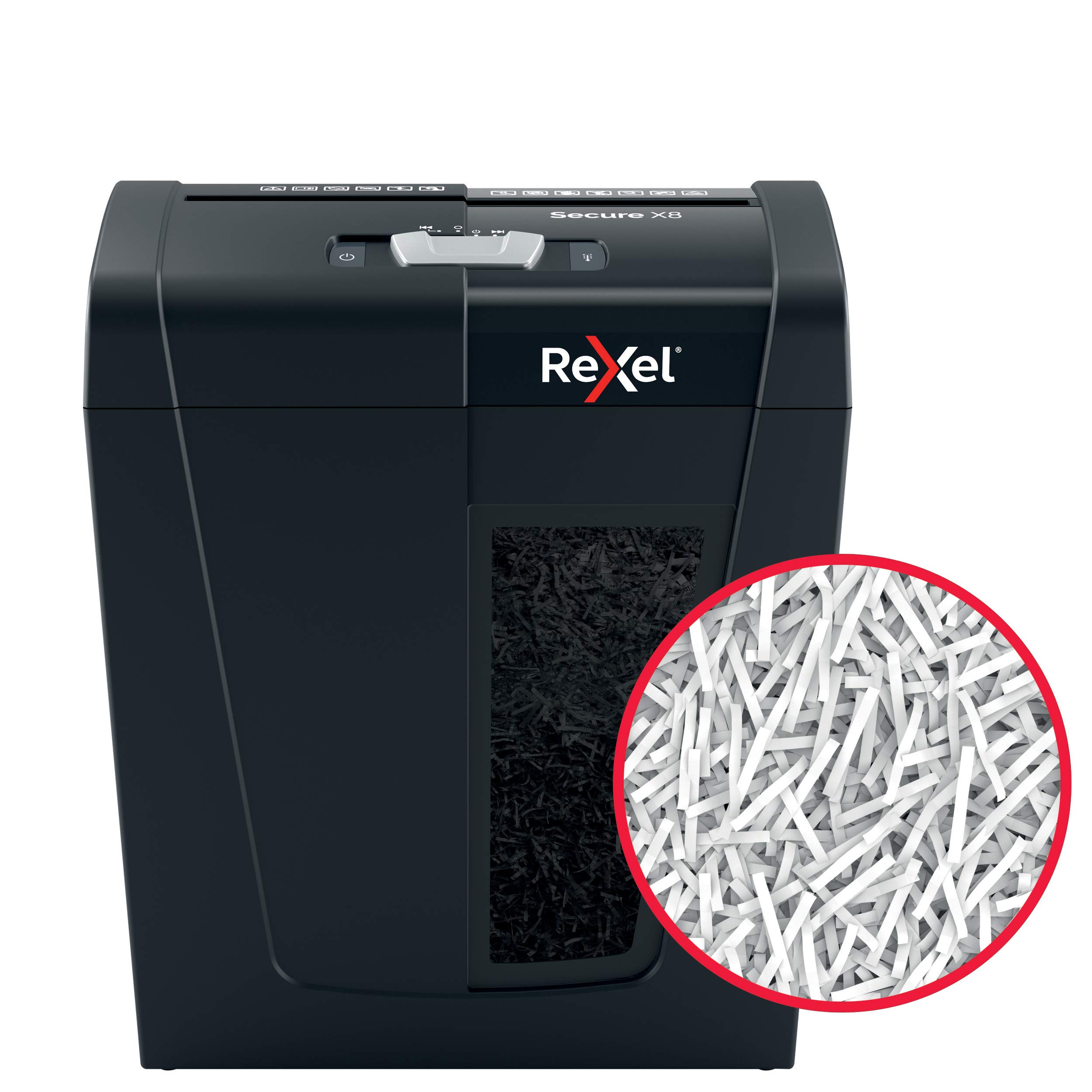 Rexel X8 Cross Cut Paper Shredder, Shreds 8 Sheets, P4 Security, Home/Home Office, 14 Litre Removable Bin, Quiet and Compact, Secure Range, 2020123