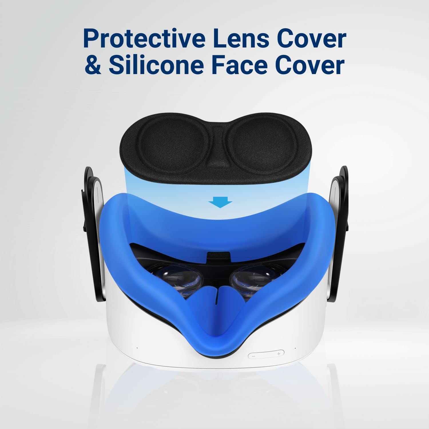 TNP VR Face Cover and Eye Cover for Meta Oculus Quest 2 Face Cushion with Nose Light Blocker - Sweat Guard Silicone Cover for Oculus Quest 2 Face Pad, Blue